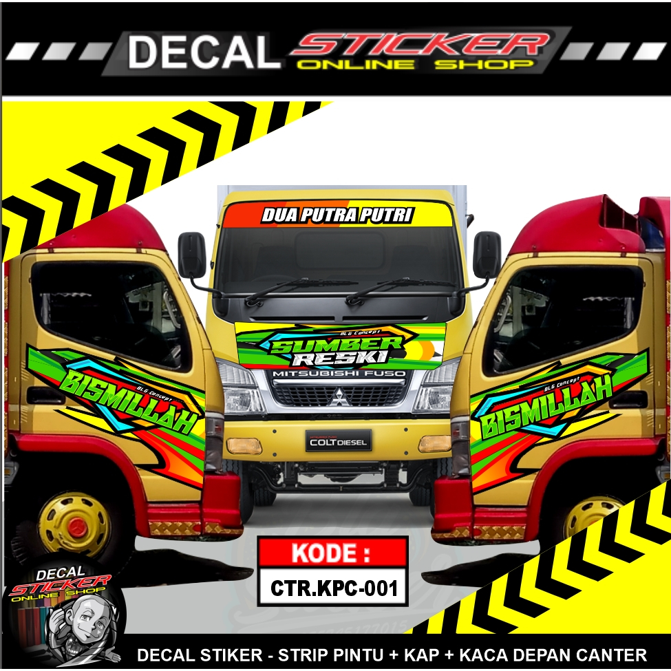 Jual STIKER MOBIL KAP + PINTU + KACA DEPAN CANTER DECAL STICKER TRUCK ...