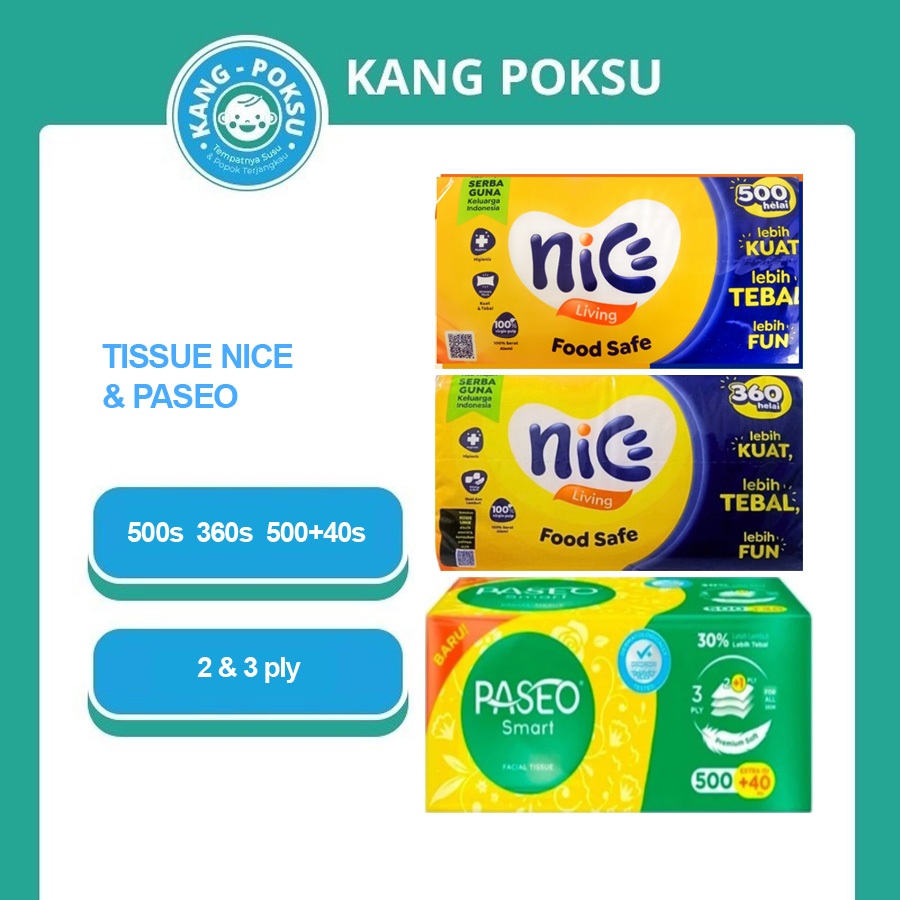 Jual TISSUE NICE 500 SHEETS 360 SHEETS 2 PLY | PASEO SMART 500+ EXTRA ...