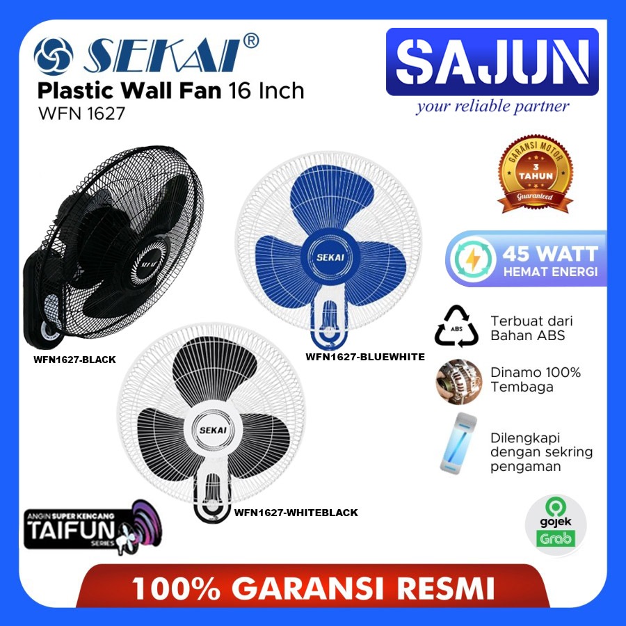 Jual SEKAI Kipas Dinding WFN 1627 Plastic Wall Fan 16 Inch WFN1627 ...