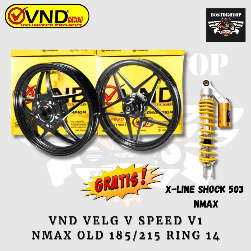 Jual VND Velg Racing V Speed V1 Gen 1 Ukuran 185 215 Ring 14 Nmax Old 155 Warna Hitam Black FREE ...