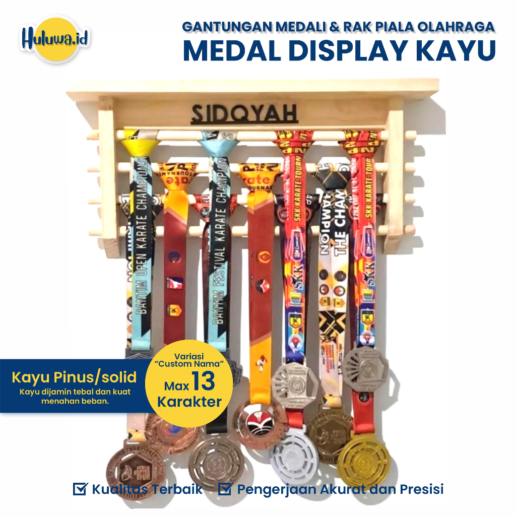 Jual Gantungan Medali dan Rak Piala Olahraga / Medal Display Kayu / Rak ...