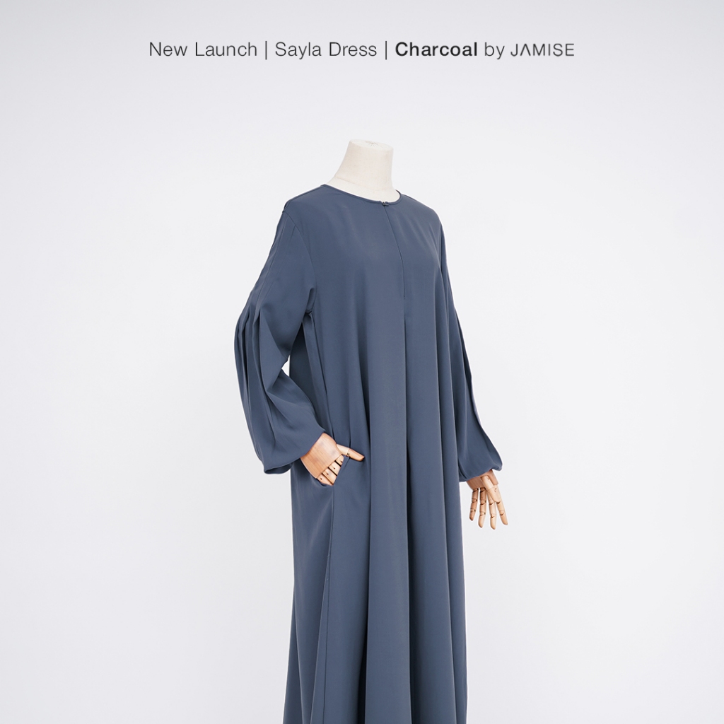 Jual Jamise | Sayla Dress | Abaya Simple Lengan Puff Karet | Shopee ...