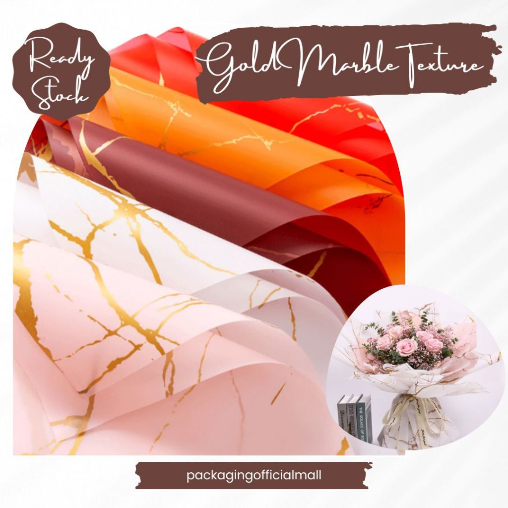 Jual GOLD MARBLE TEXTURE CELLOPHANE / FLORIST PAPER / KERTAS BUKET ...