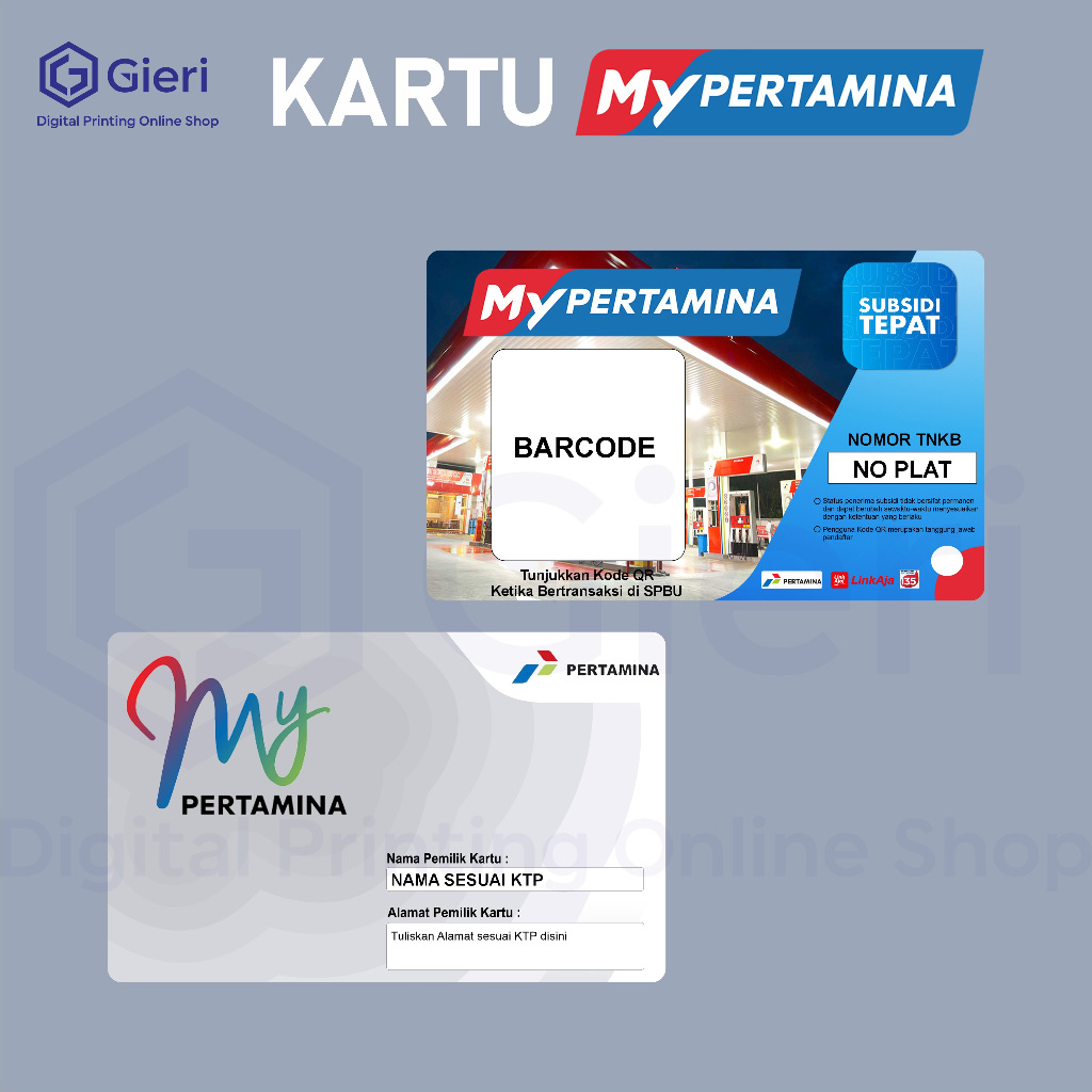 Jual GIERI - Kartu ID Card BBM Subsidi MY PERTAMINA / KARTU ID CARD ...
