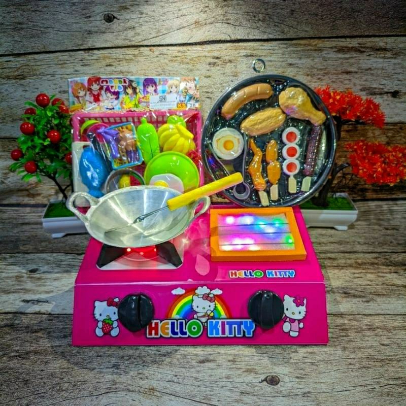 Jual miniatur set kompor mainan anak pake lampu led dan mainan masak ...