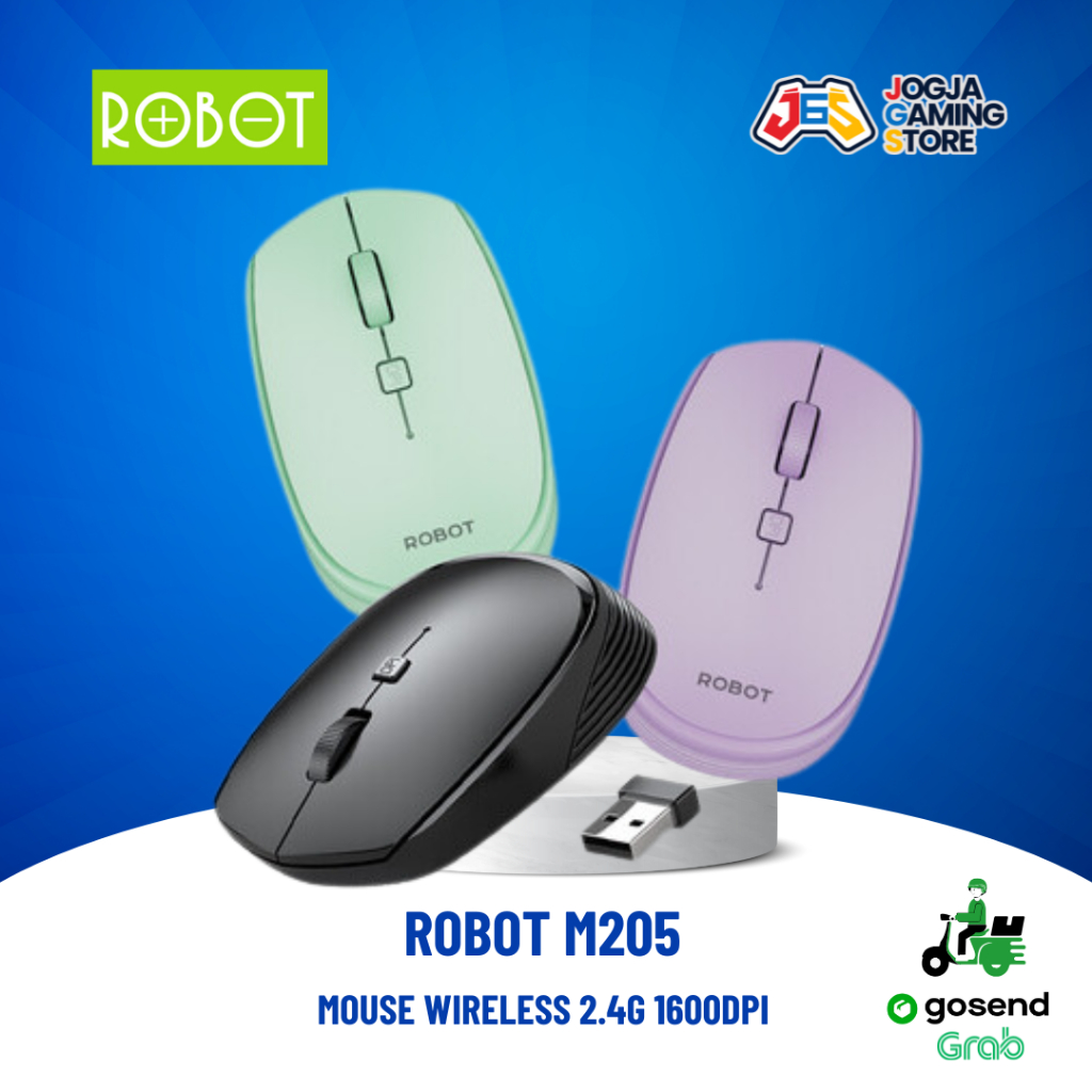 Jual ROBOT M205 Mouse Wireless 2.4Ghz 1600 DPI Power ON/OFF Garansi 1 Tahun | Shopee Indonesia