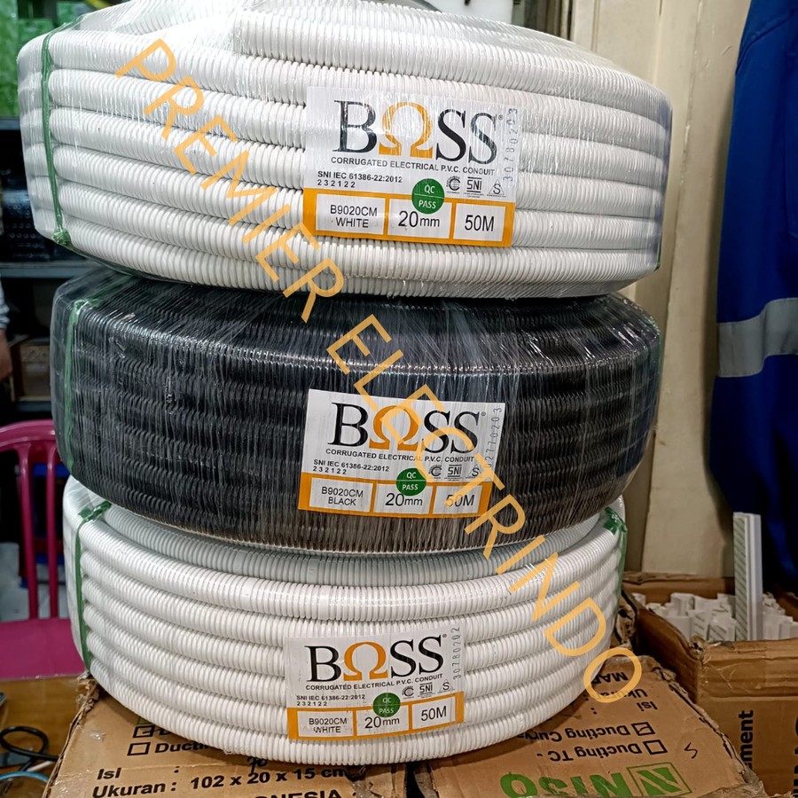 Jual Flexible Conduit BOSS Selang PVC 20mm 50mtr PUTIH / HITAM ...