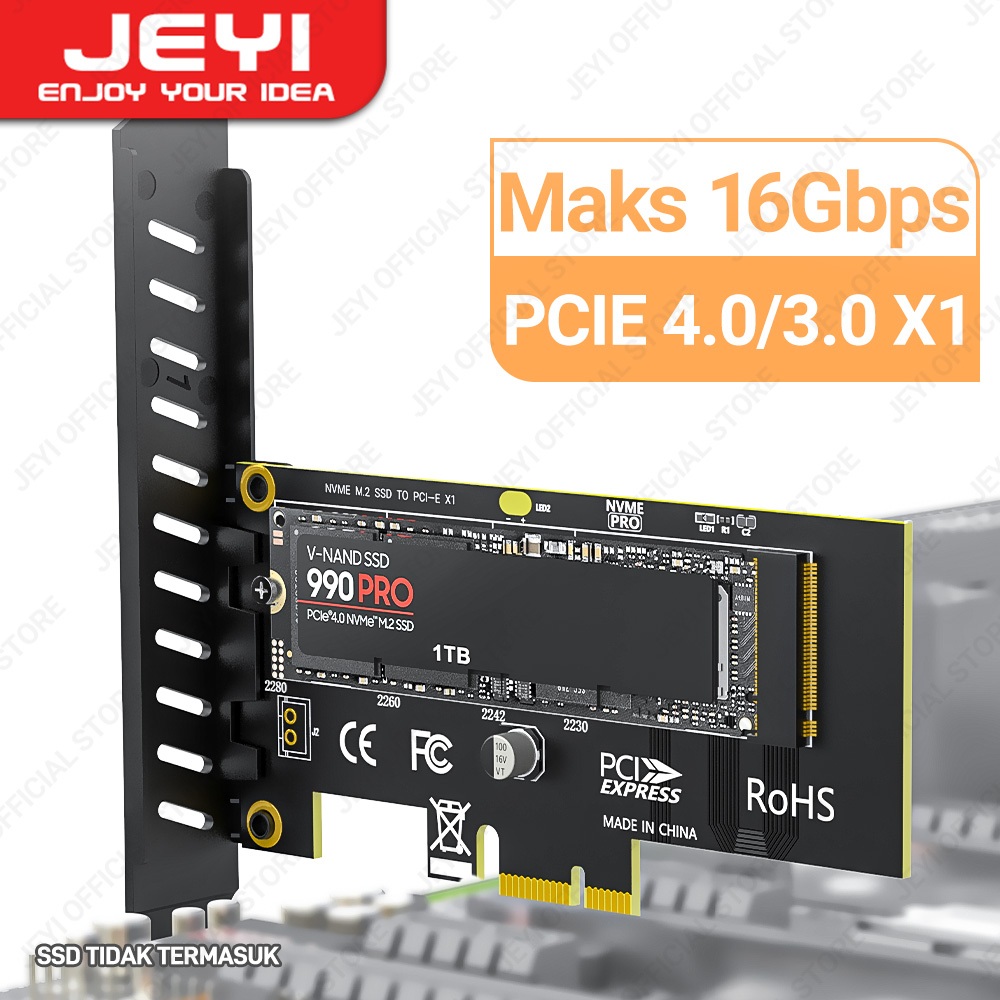 Jual JEYI M.2 NVME SSD ke PCIe 4.0 x1 Kartu Adaptor, Kartu Ekspansi SSD 2280 PCIe X1 untuk PC ...