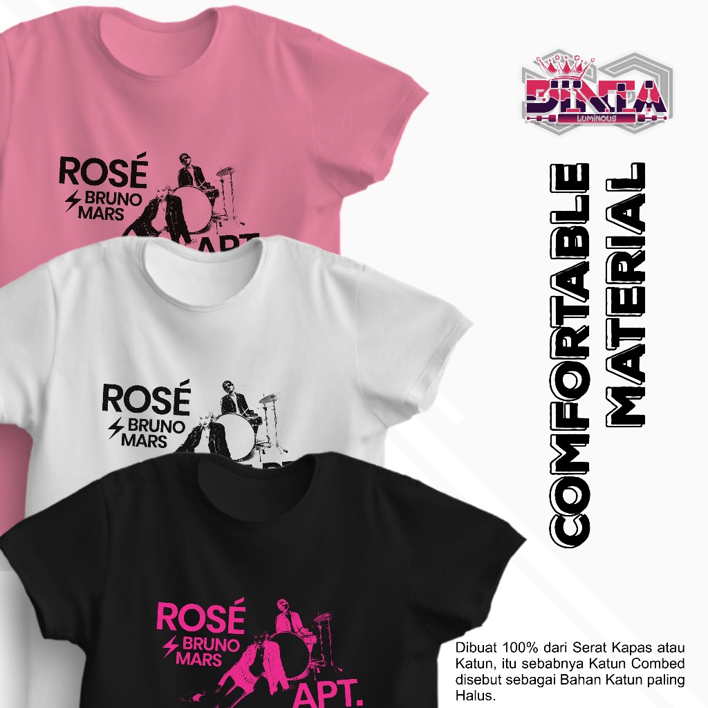 Jual Baju Kaos Distro Viral APT Rose Bruno Mars Kaos Pria Wanita Terbaru Dinta Luminous Pink ...