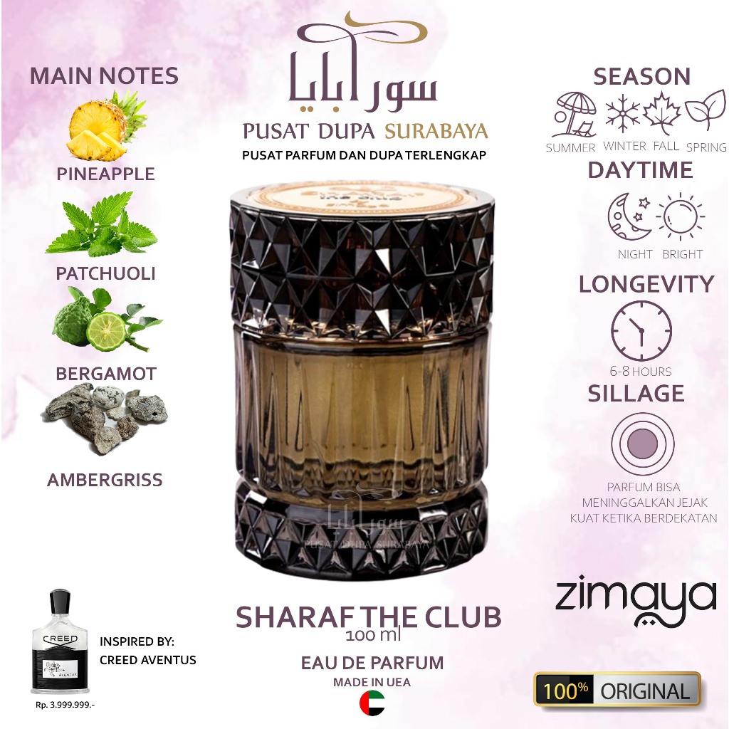 Jual Parfum Asli Arab Original Premium Afnan Zimaya Parfume/ SHARAF THE ...