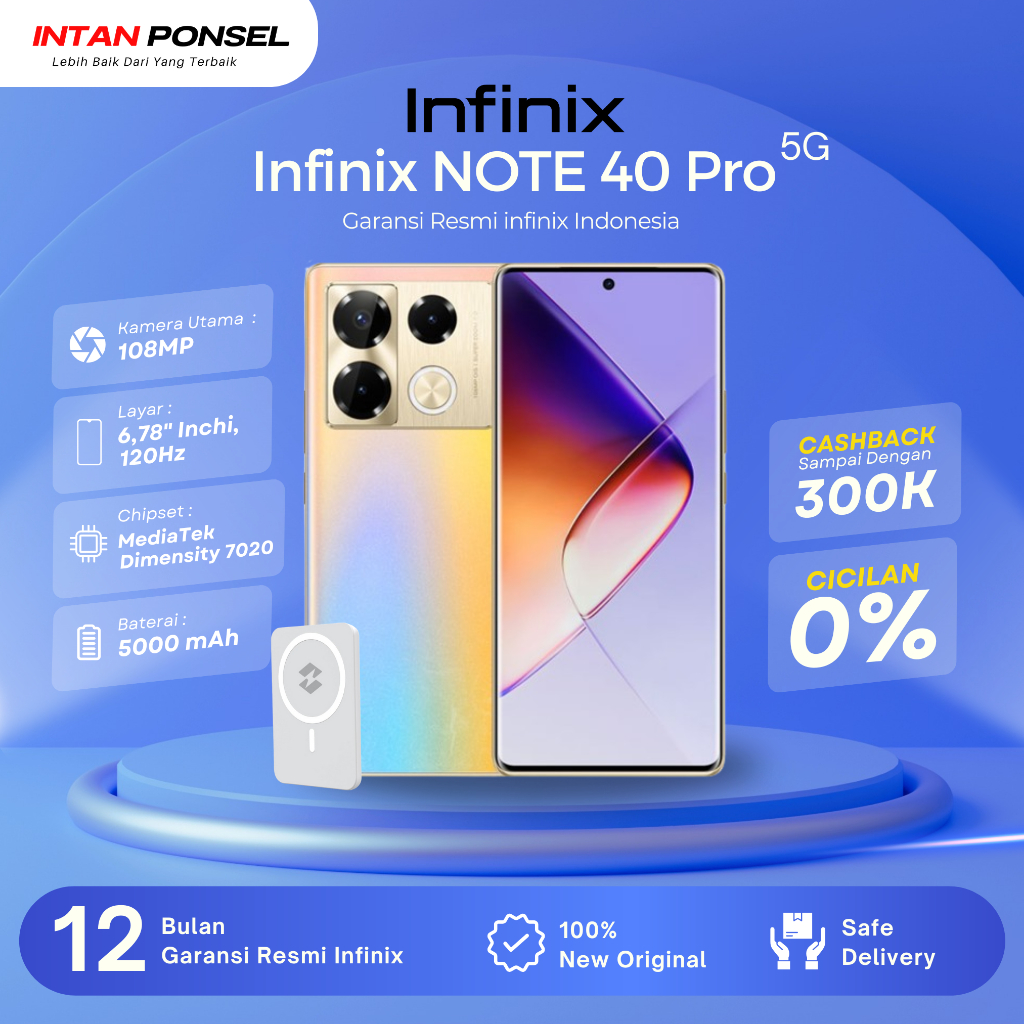 Jual Infinix Note 40 Pro 5G | 8GB + 256GB [UP To 16GB Extended RAM ] Garansi Resmi Infinix 1 ...
