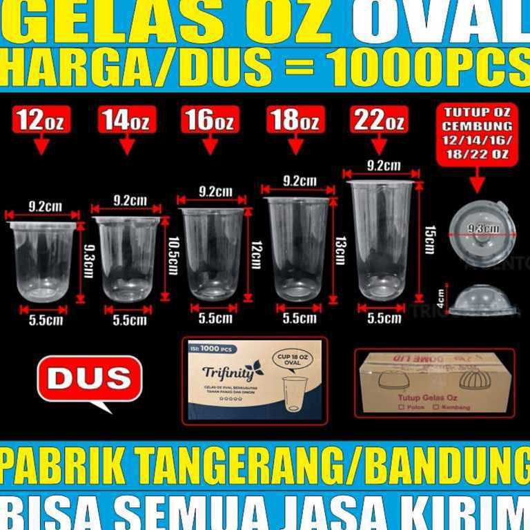 Jual New Discount Gelas oz Oval 12oz 14oz 16oz 18oz 22oz Datar Rata Per ...
