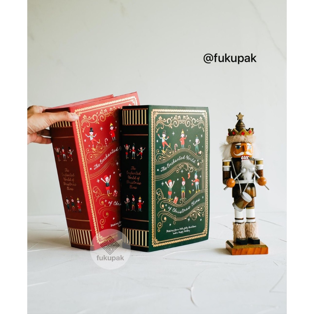 Jual Christmas Book Shaped Hamper Box (10pcs) kotak natal bentuk buku ...