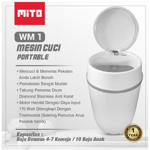 Jual MESIN CUCI MINI PORTABLE MITO WM1 KAPASITAS 3.5KG 170WATT Mito WM1 ...