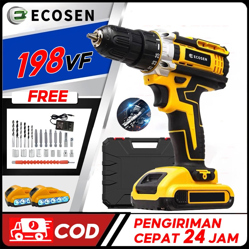 Jual ECOSEN COD! 36vf Mesin bor 2baterai cas ecosen10mm bor listrik ...