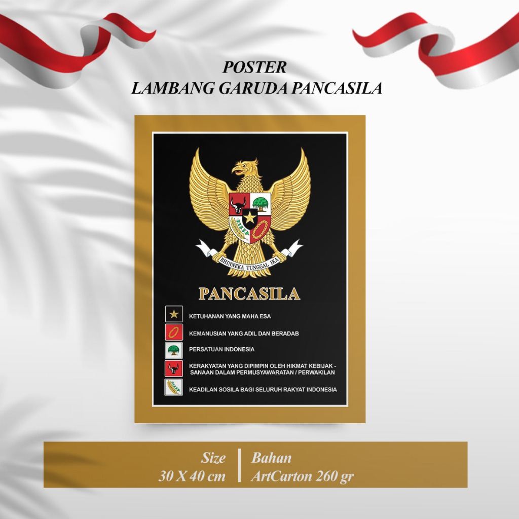 Jual Poster Lambang Garuda Pancasila Size 30 x 40 Cm Bahan ArtCarton ...