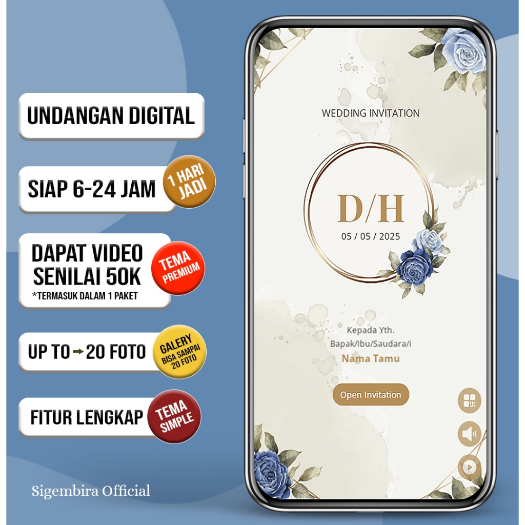 Jual Undangan Digital Pernikahan Tema Simple | Shopee Indonesia