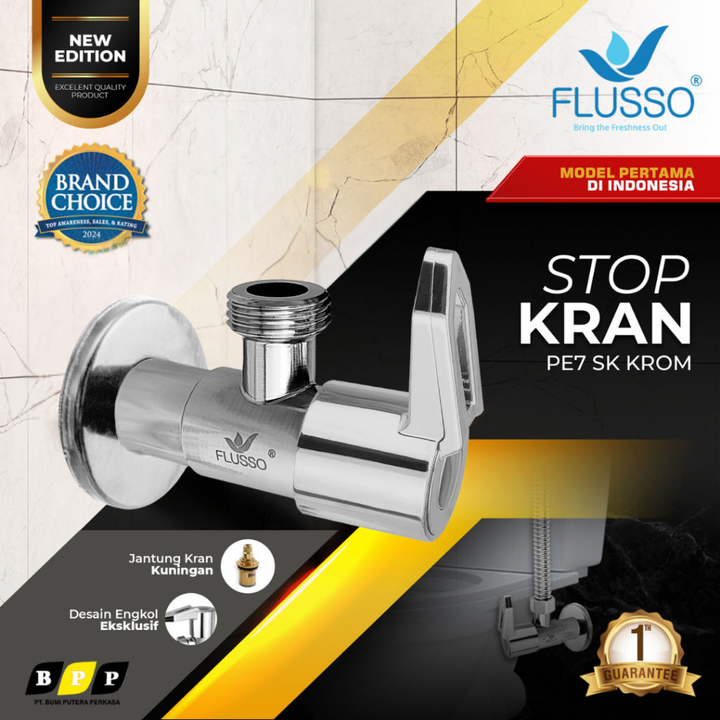 Jual FLUSSO Stop Kran Closet / Wastafel Jantung Kuningan Bergaransi ...