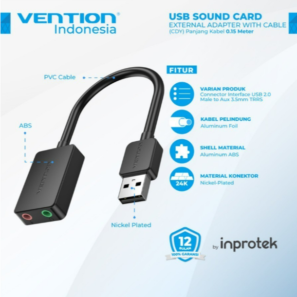 Jual Vention CDY USB Sound Card Adapter Universal External Audio Aux 3 ...