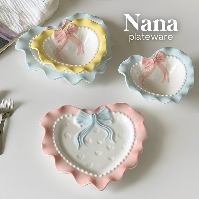 Jual [JAFA] NANA Piring Mangkok Coquette Pita Keramik Motif Aesthetic ...