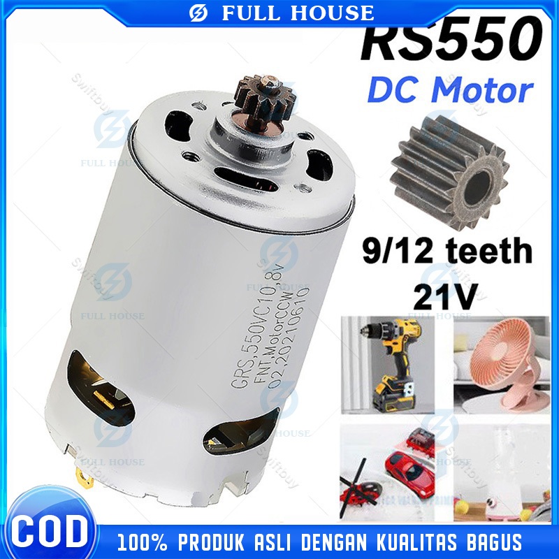 Jual RS550 Motor Dinamo DC 12V 16,8V 21V 25V Motor RS-550 High speed Pengganti Bor Baterai ...