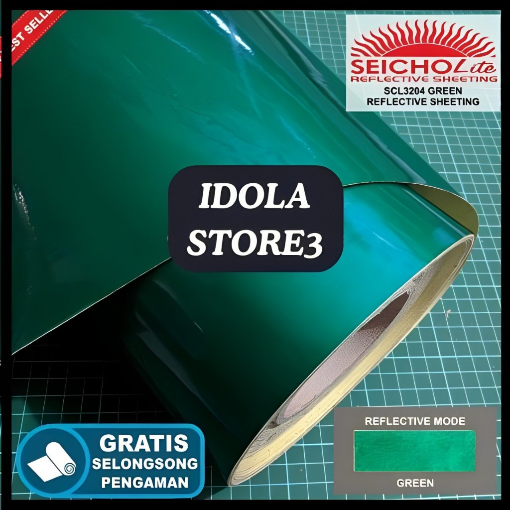 Jual REFLECTIVE SKOTLET BAHAN STICKER STIKER SEICHOLITE HIJAU TUA REFLECTIVE SHEETING MENYALA ...