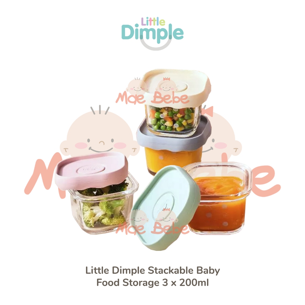 Jual Little Dimple Stackable Baby Food Storage Glass Container Wadah ...