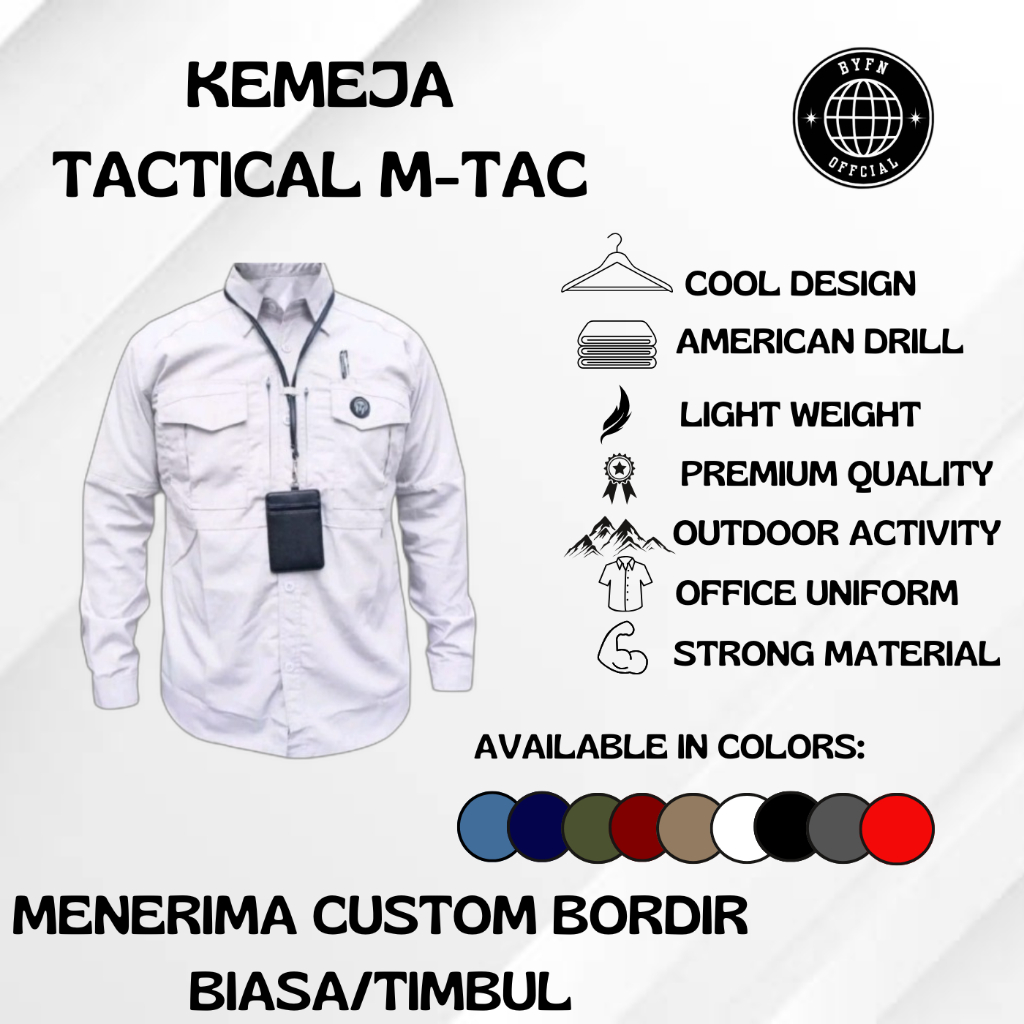 Jual Kemeja Lapangan Tactical M-TAC Lengan Panjang Pria Putih Baju ...