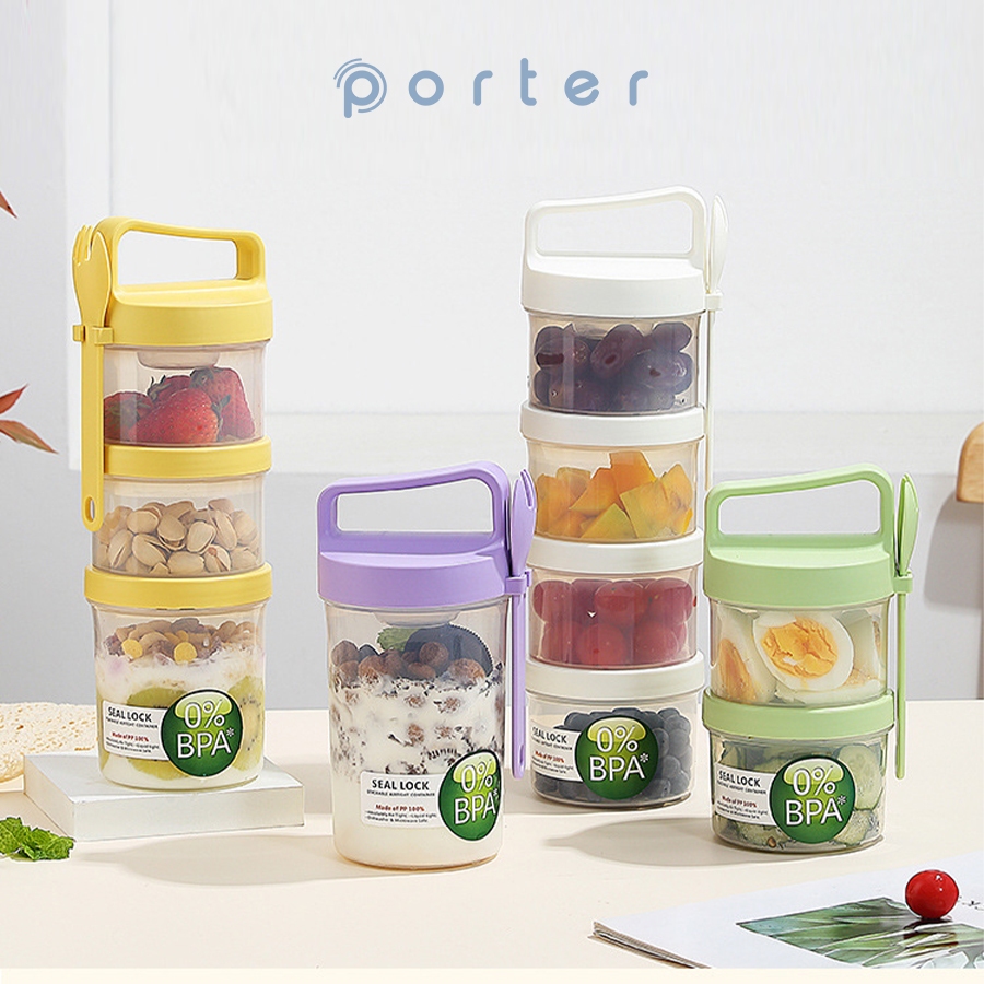 Jual PORTER 2-3 Layers Plastic Food Container | Wadah Susun Tingkat ...