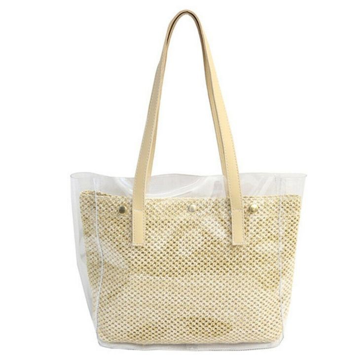 Jual Tas Wanita Rajut Transparan Cantik Hangout Multifungsi Woven Straw ...