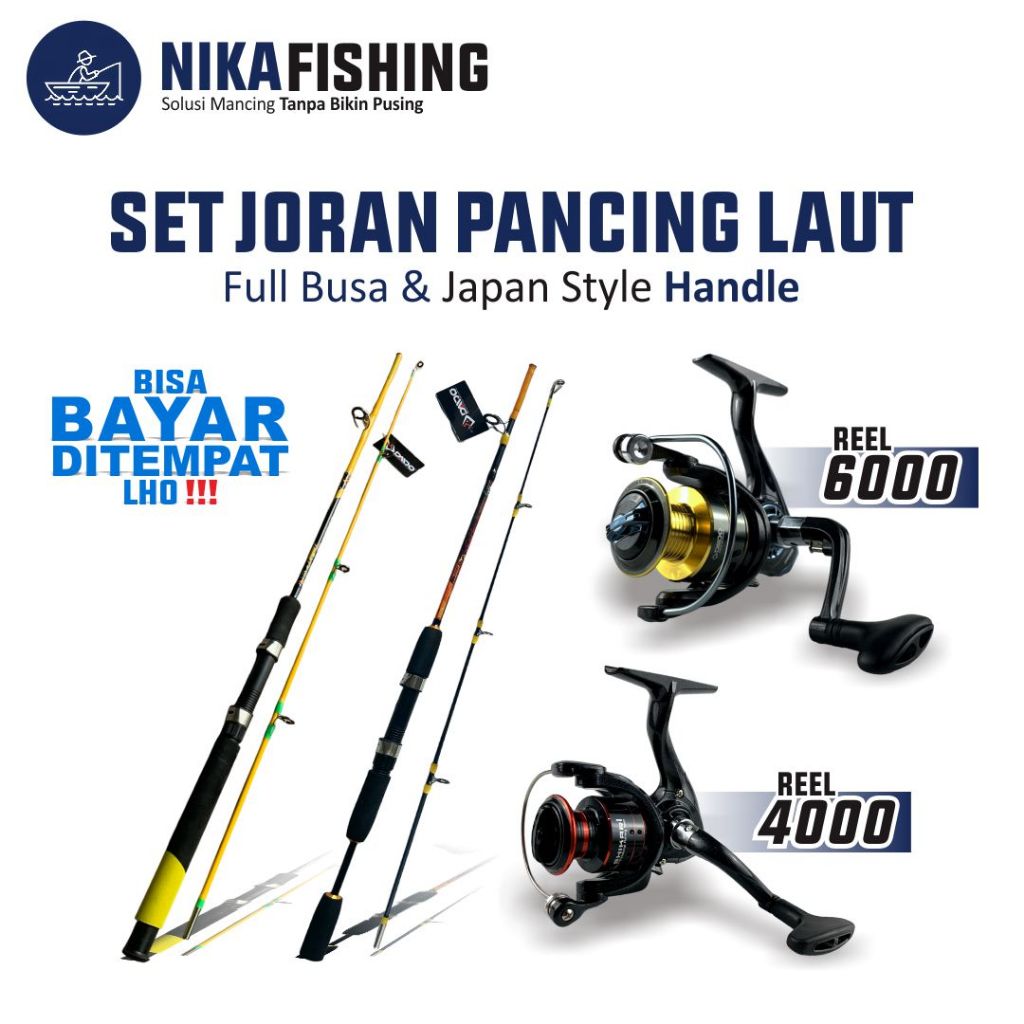 Jual Joran Pancing Laut 1 Set Daido Shikari Fiber Solid Japan Style Full Busa Reel Alumunium ...