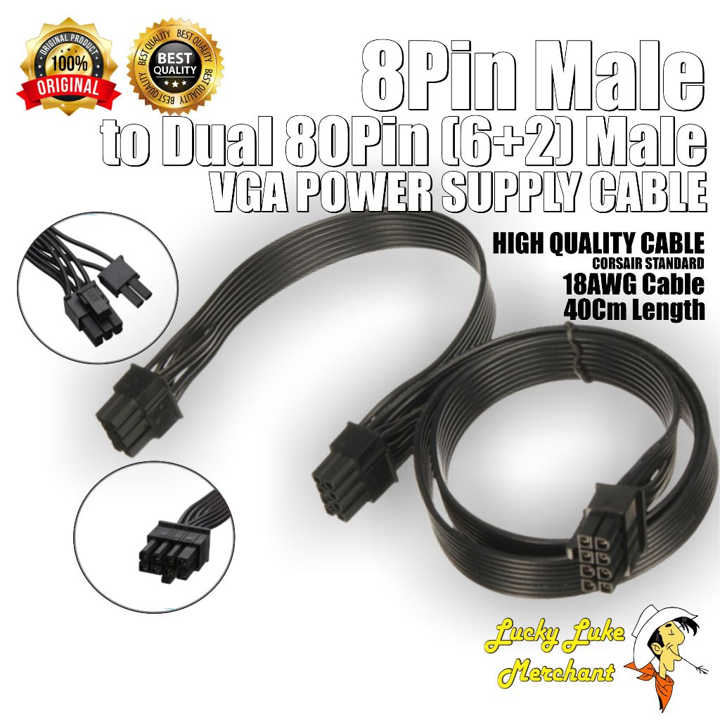 Jual Kabel 8 pin ke 2x 8pin Power Pci-E Gpu VGA 8pin (6 + 2) Male Ke ...