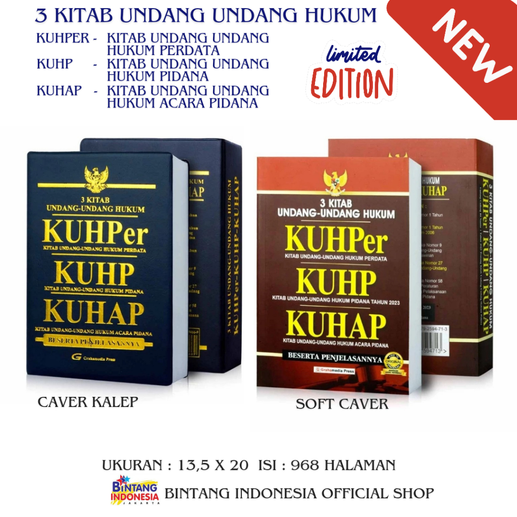 Jual Buku 3 Kitab Undang-Undang Hukum KUHPer KUHP KUHAP Beserta Penjelasannya ( Cover calf ...