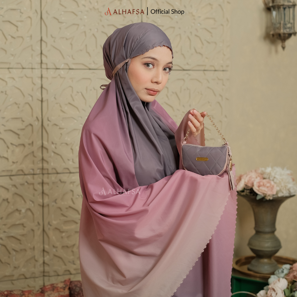 Jual ALHAFSA - Mukena Mini Parasut Gradasi 2in1 Travel Ariella Ombre ...