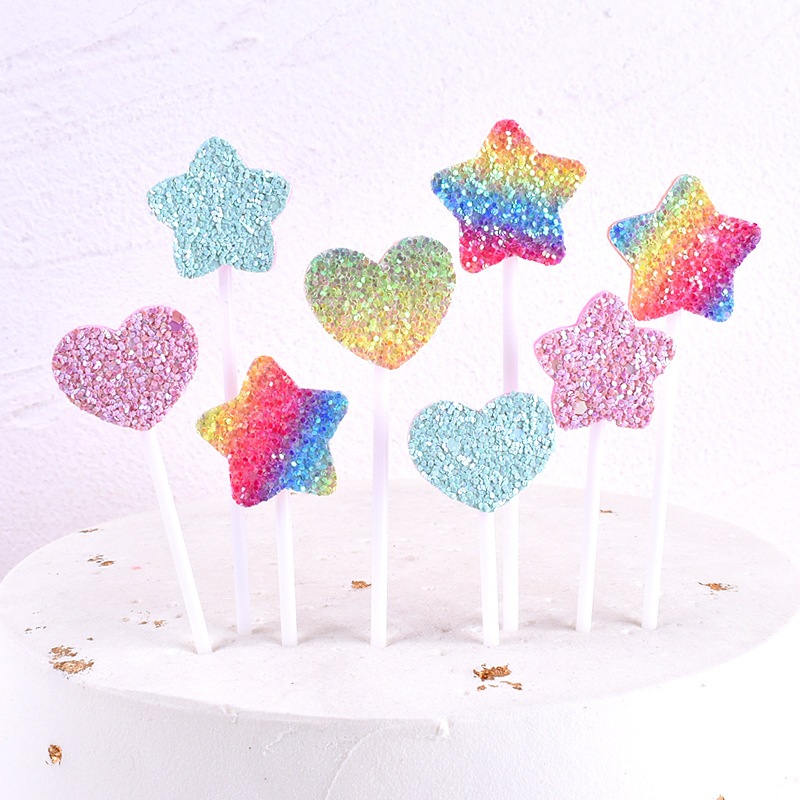 Jual HIASAN KUE LOVE BINTANG GLITTER 5PC CAKE TOPPER STAR DEKORASI ULANGTAHUN ACARA BIRTHDAY ...