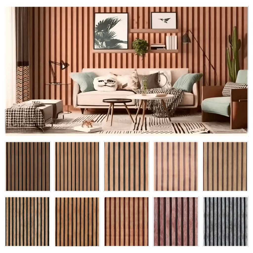 Jual Wallpaper Stiker Dinding Dekorasi Backdrop TV Motif Woodpanel ...
