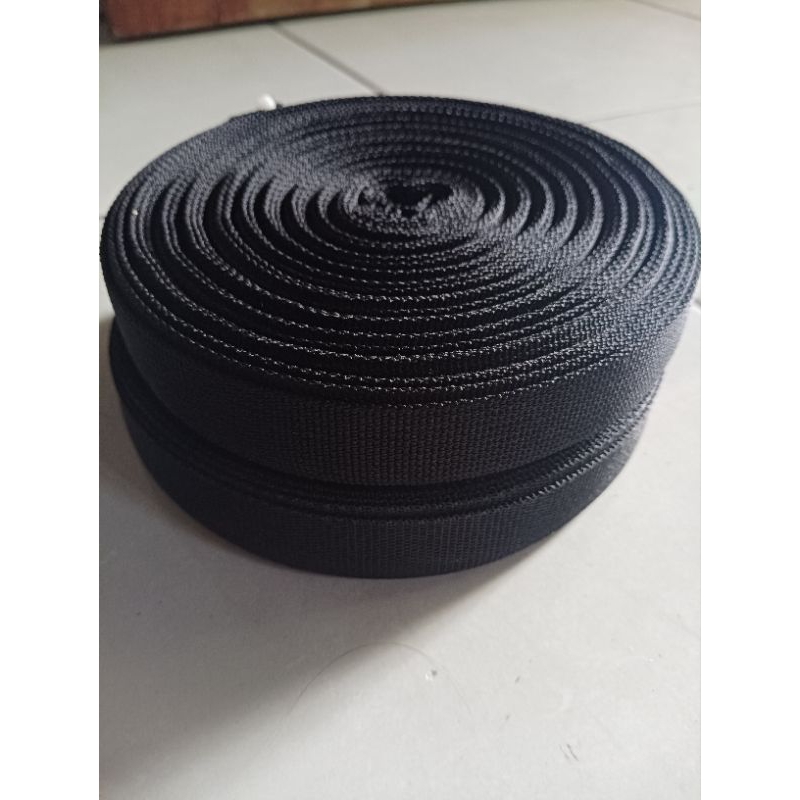 Jual Tali WEBBING Webing Rope Strap Bag Untuk Tas Bisban seat Belt per meter 2,5 cm Hitam ...
