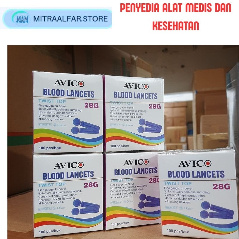 Jual Blood Lancet 28G Avico Jarum Lancer Harga/Box | Shopee Indonesia