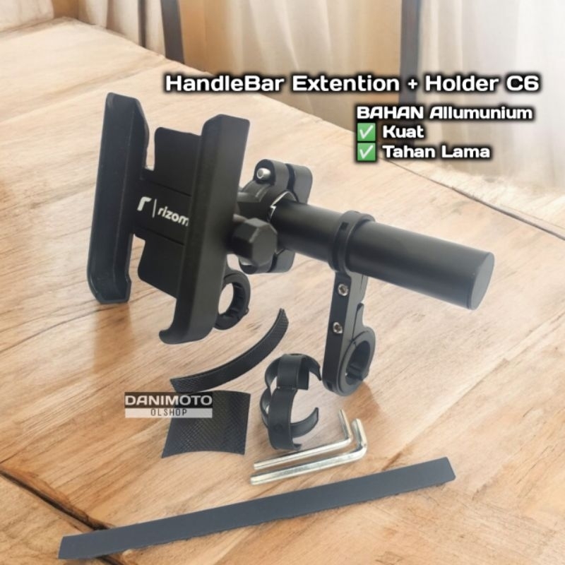 Jual Holder Extender HP PAKET Stang Sepeda Motor Alumunium Logam ...