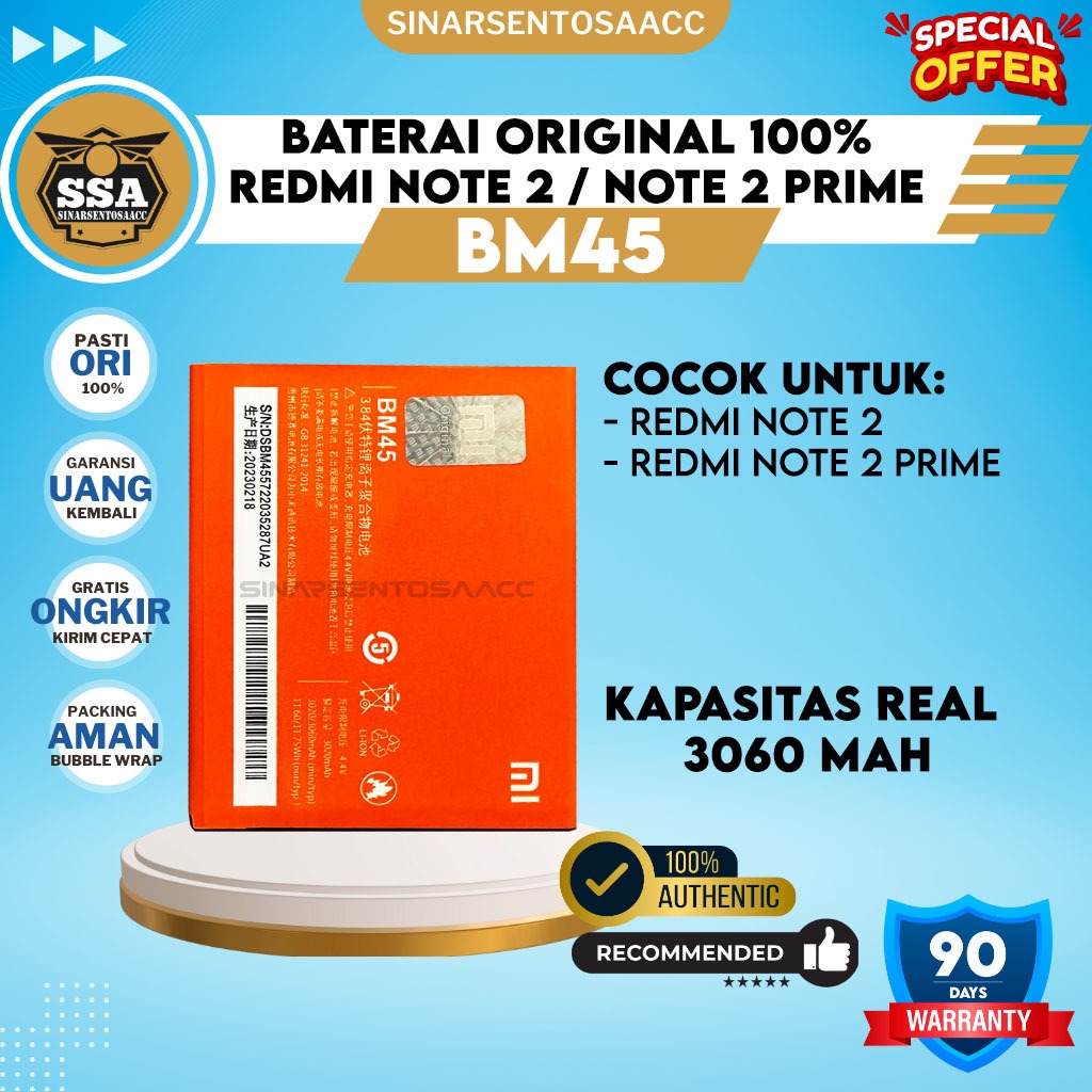Jual Baterai Original 100% Xiaomi Redmi Note 2 / Redmi Note 2 Prime ...