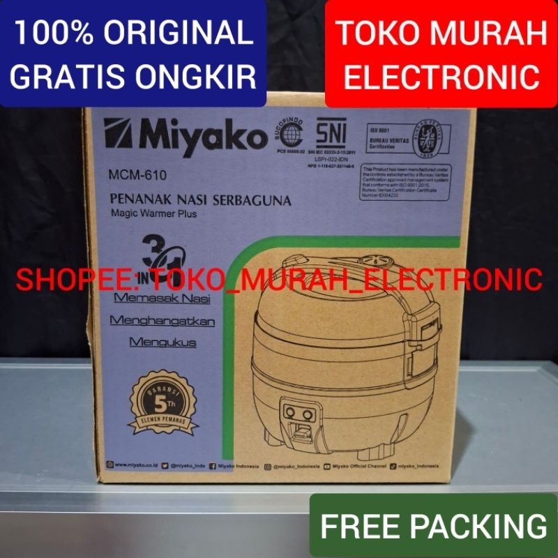 Jual TME - Rice Cooker Miyako MCM-610 Original SNI 1,0 Liter | Shopee ...