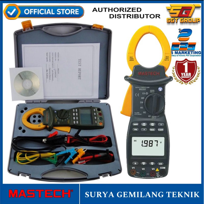 Jual Three Phase Power Clamp Meter Mastech MS2203 Ampere Tang 3 Fas ...