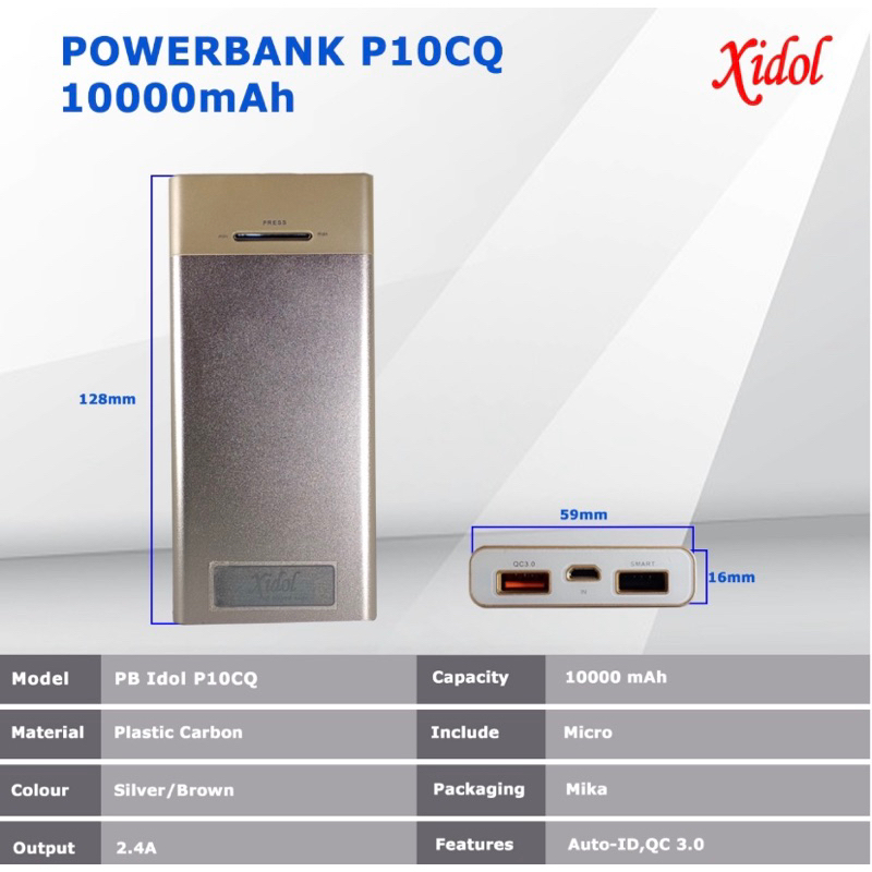 Jual Powebank 10000 Xidol pengecasan cepat powerbank kapasitas besar ...