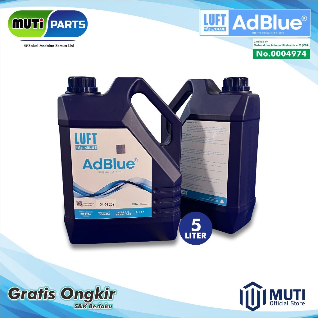 Jual Adblue 5 Liter Cairan Diesel Exhaust Fluid Luft Blue DEF Luftblue ...