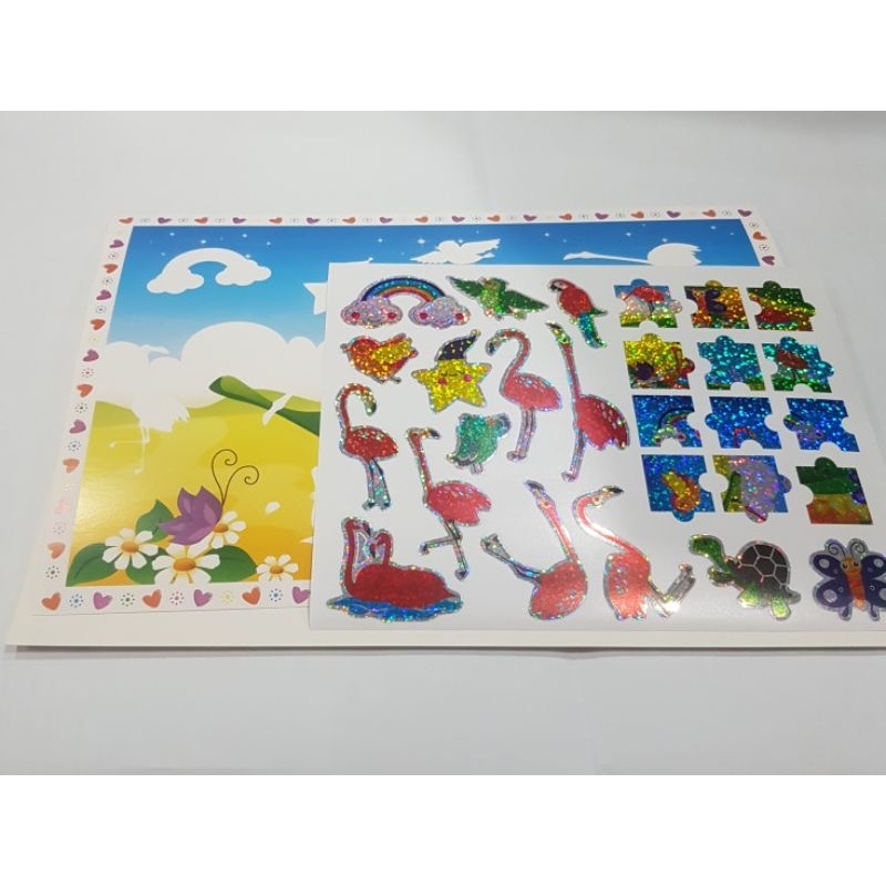 Jual Colouring Book Puzzle + Mewarnai Sticker Motif Flamingo 2631 ...