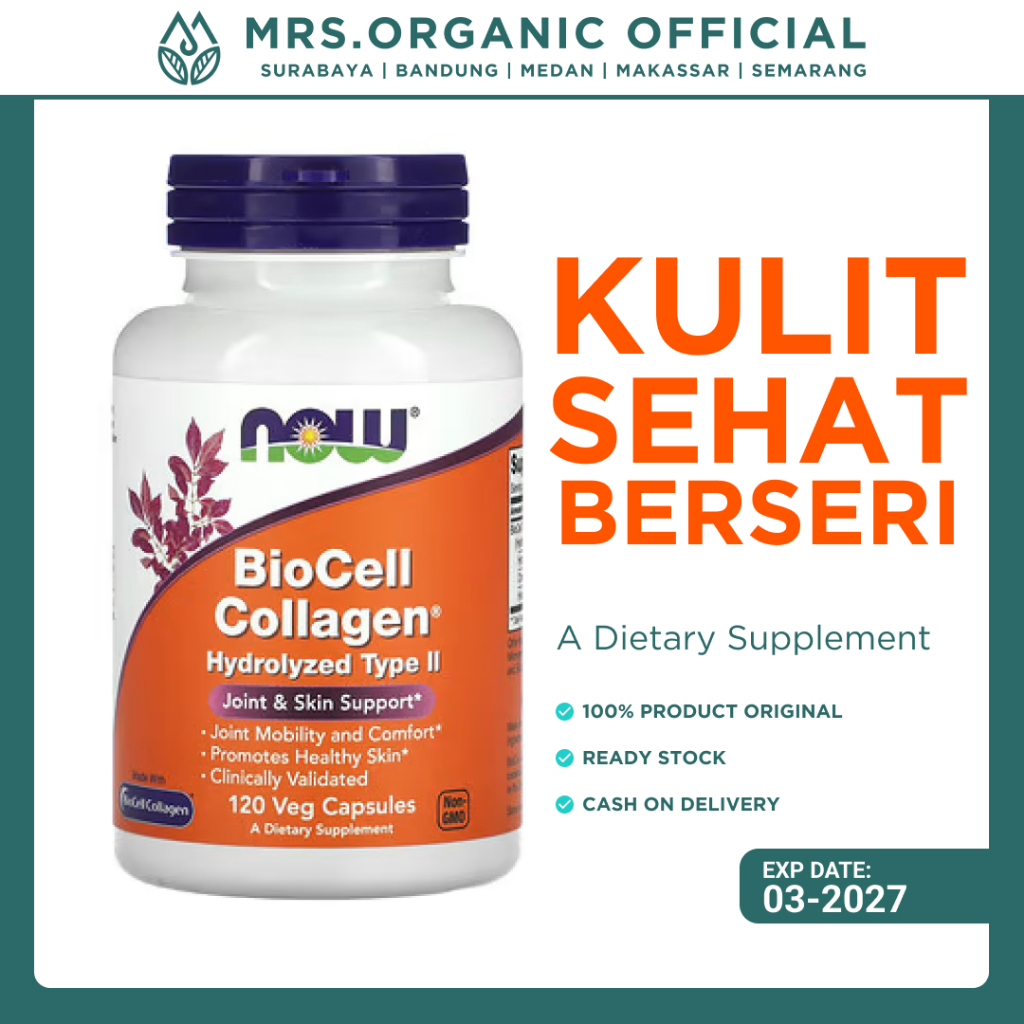 Jual Suplemen Vitamin Now Foods Biocell Collagen Hydrolyzed Type II ...