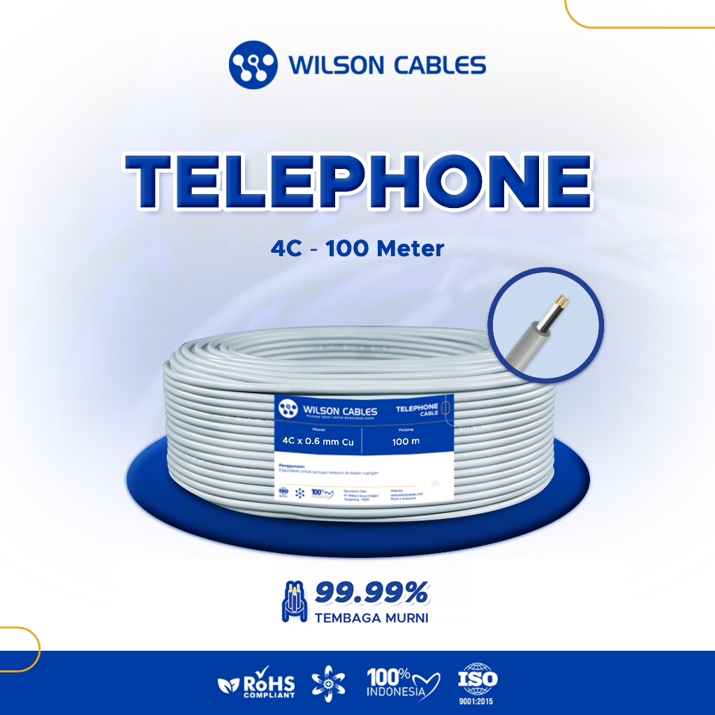 Jual WILSON CABLES - Kabel Telpon 4C 100 Meter Kabel Telfon Telepon ...