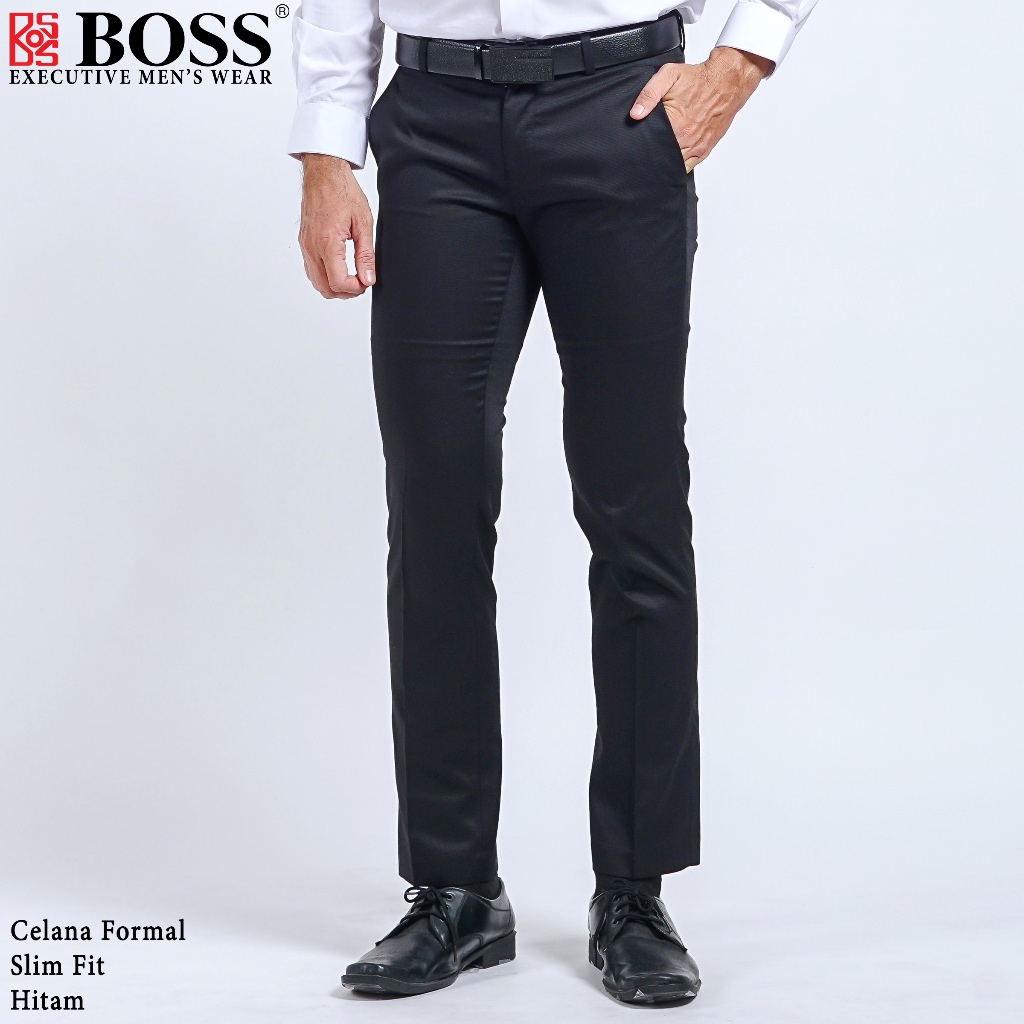 Jual BOSS Celana Panjang Pria Formal Slim Fit HT Hitam | Shopee Indonesia
