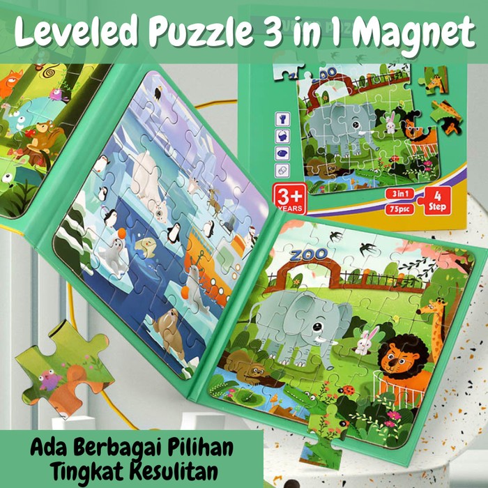 Jual Leveled Puzzles 3 in 1 Puzzle Book Magnet Mainan Edukasi Anak ...