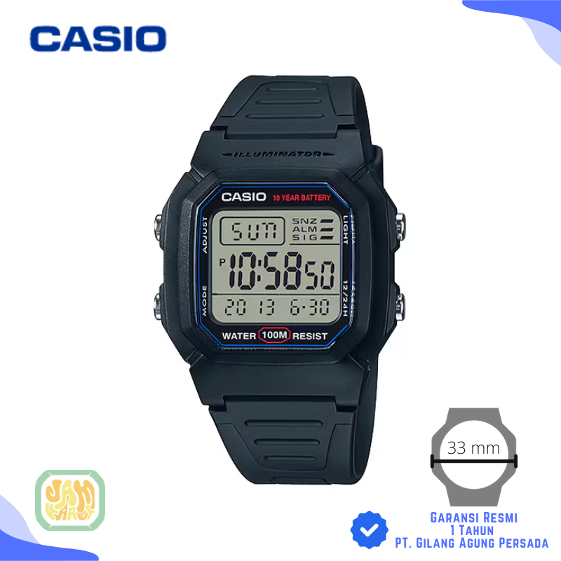 Jual JAM TANGAN PRIA CASIO W-800H-1A ORIGINAL - W800H HITAM | Shopee Indonesia